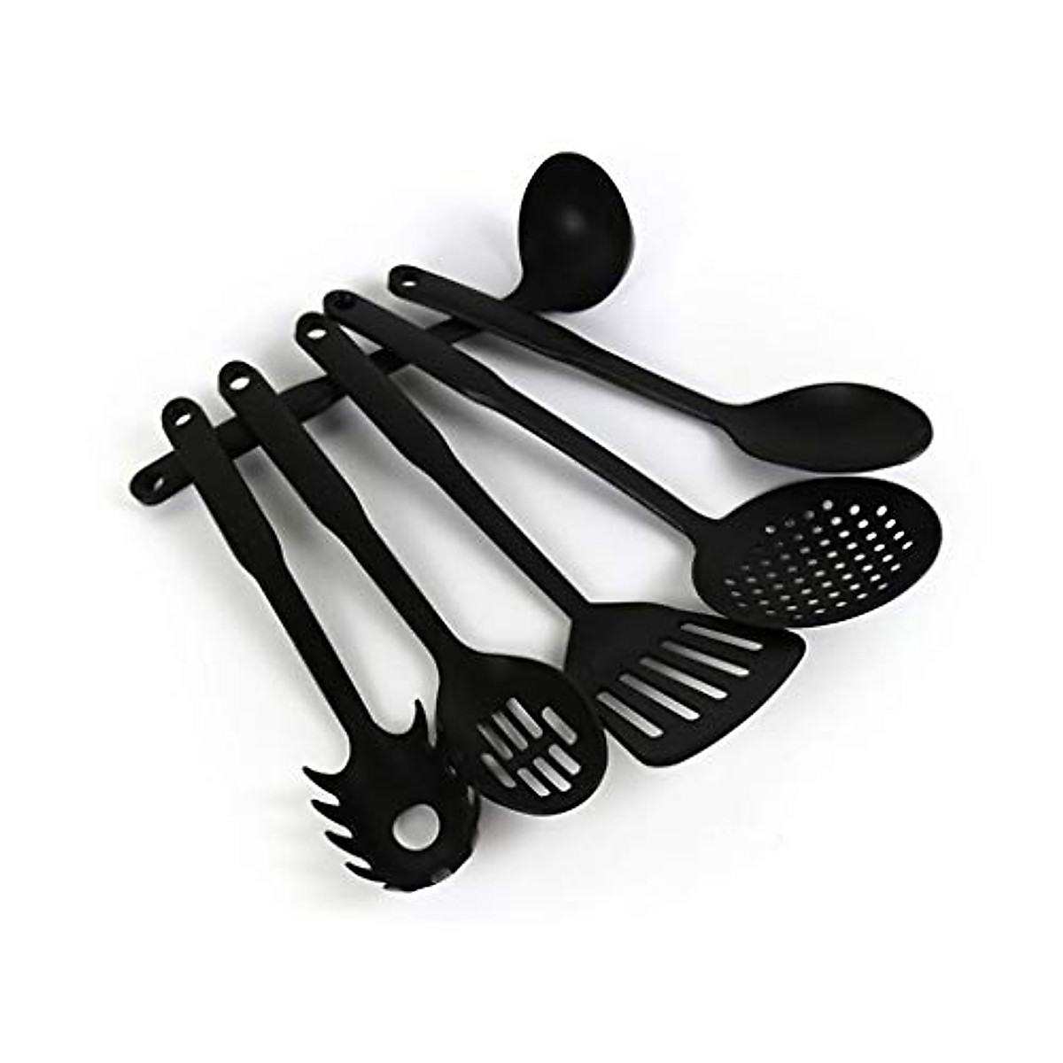 LMMDP 6 PCS Kitchen Utensils Set Non-Stick Dishwasher Safe Cooking Tools Spoon, Slotted Spoon, Spatula, Skimmer, Ladle, Pasta Server
