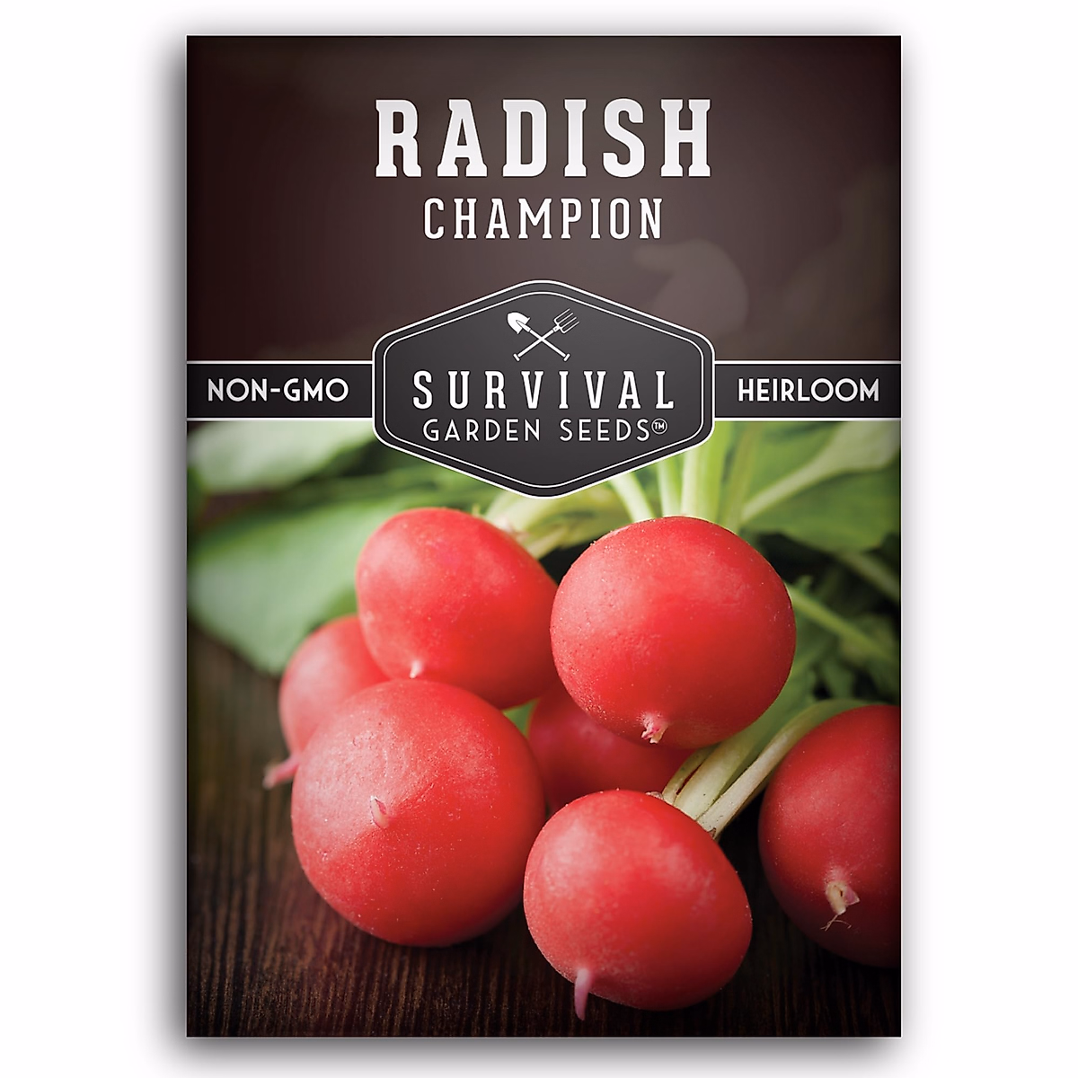 Survival Garden Seeds - Champion Radish Seed for Planting - Packet with Instructions to Plant and Grow Red Radishes in Your Home Vegetable Garden - Non-GMO Heirloom Variety