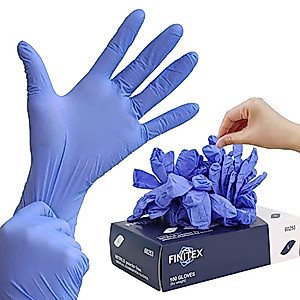 FINITEX Nitrile Disposable Gloves Medical Exam Gloves - 100 PCS Blue Latex-free Examination Chemo Food Gloves (Large)