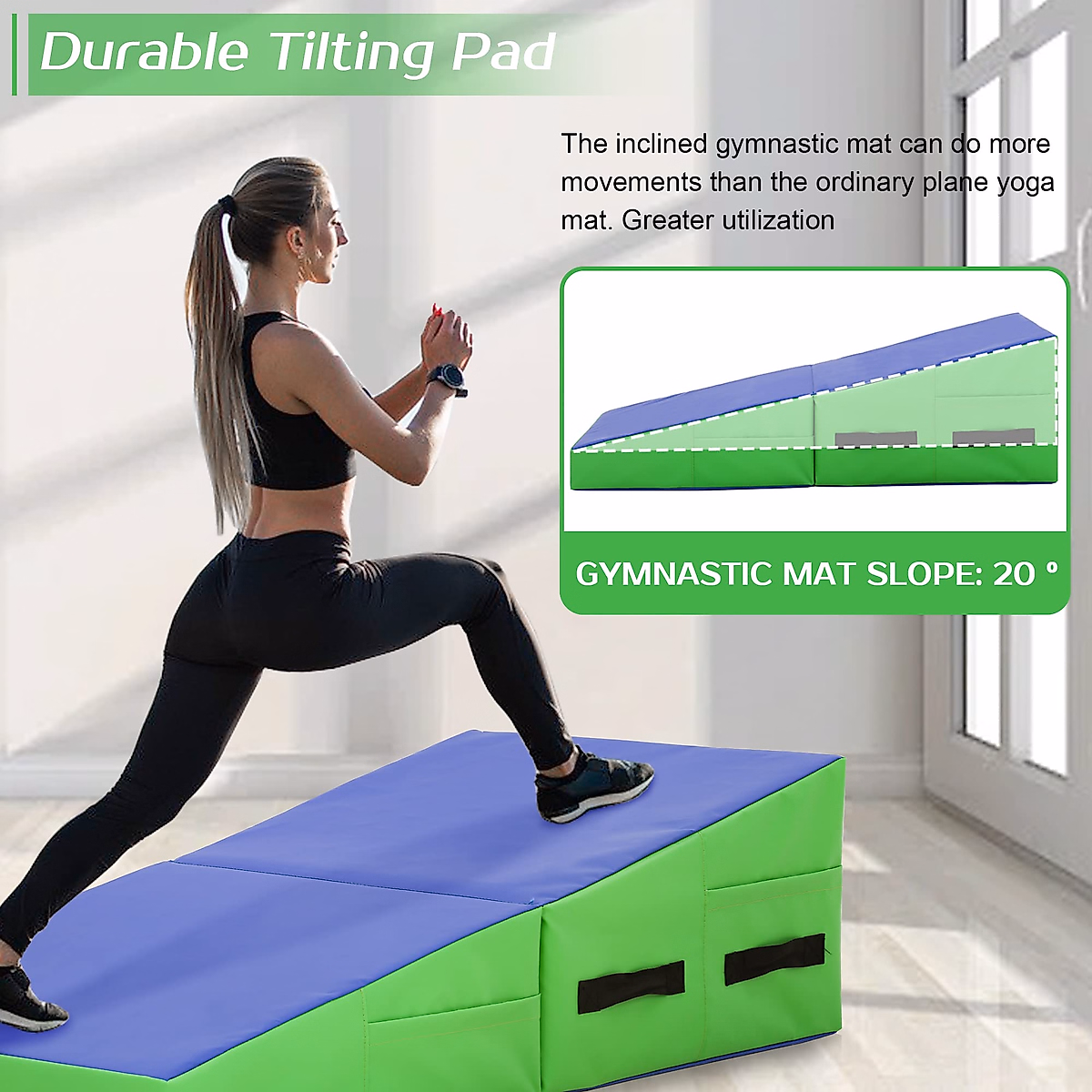 PayLessHere Gymnastics Mat Tumbling Mat Incline Mat Folding Gymnastic Tumbling Mat Indoor/Outdoor Exercise Mat Home Gym Yoga Mat with Handle