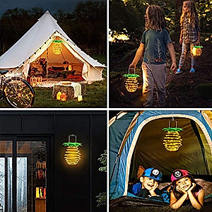 KYAYE Solar Hanging Decorative Light, Waterproof Outdoor Pineapple Light 60 LED for Garden Porch Terrace Balcony Plant Cone Tree Decor (4 Pack)