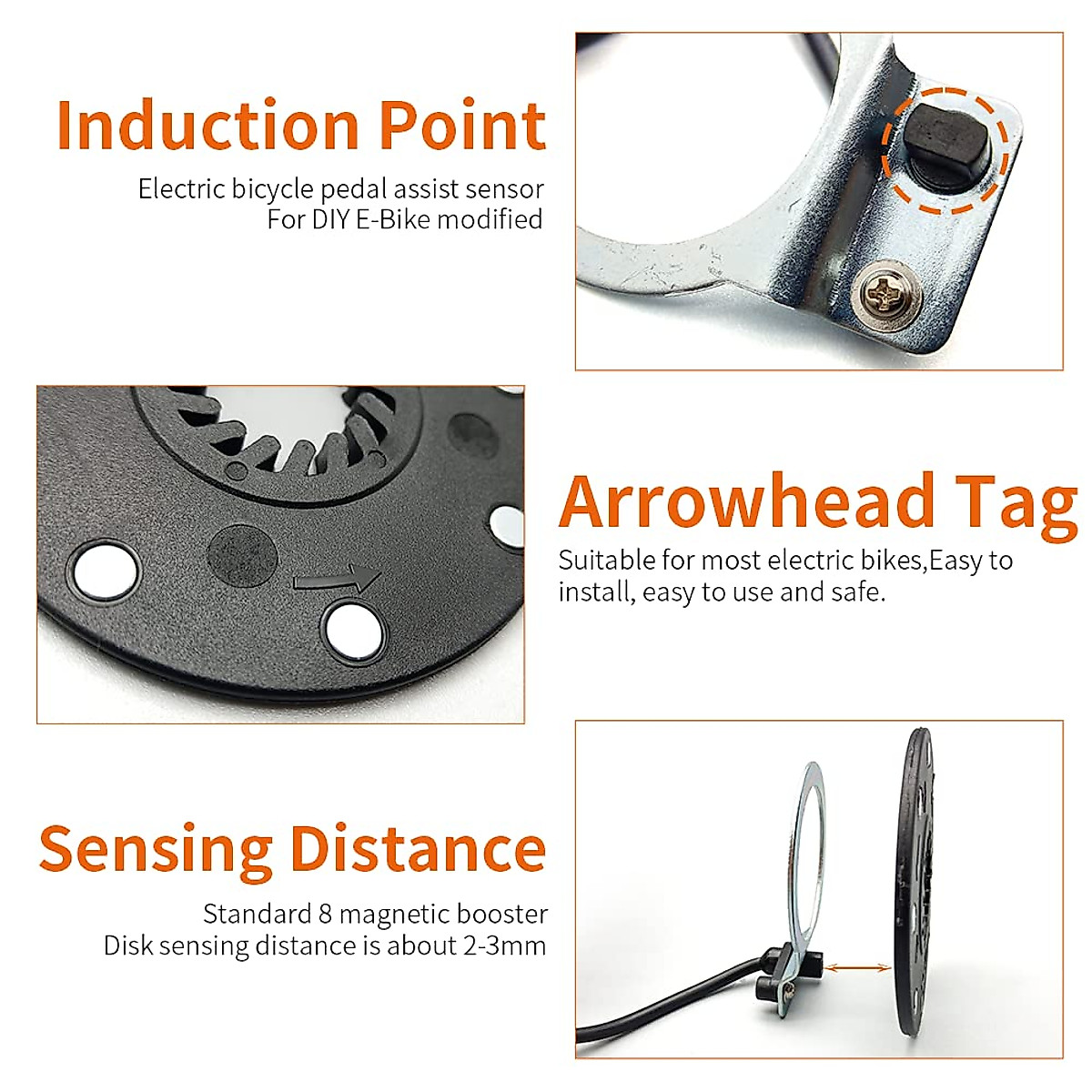 HUDAMZKY Elecrtic Bicycle KT PAS 8 Magnets Speed Sensor Ebike Power Pedal Assist Sensor System Assistant SM/Waterproof Plug for Ebike Conversion Kit (8PAS Waterproof Plug)