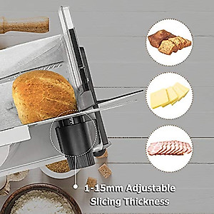 Winado Meat Slicer, 7.5 inch Electric Food Slicer, 150W Frozen Meat Deli Slicer, Premium Stainless Steel Blade & 0-15mm Thickness Adjustable Semi-Auto Meat Slicer For Commercial and Home, Grey