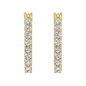 1 Carat Prong Set Diamond Inside-out Hoop Earrings in 14k Yellow Gold - IGI Certified (SI1-SI2 Clarity)