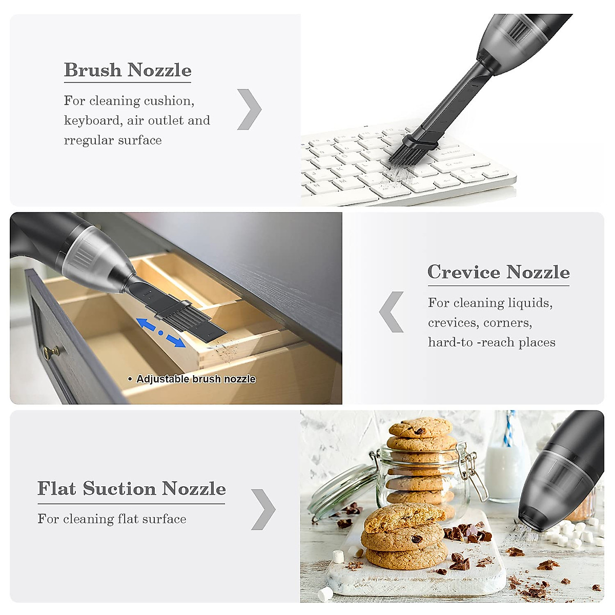 EASYOB Keyboard Cleaner|Mini Vacuum for Desk, Handheld Cordless Computer Vacuum Rechargeable (with LED Light) for Cleaning Hairs, Crumbs for Desktop, Piano, Car Interior & Sewing Machine Clean [A043]