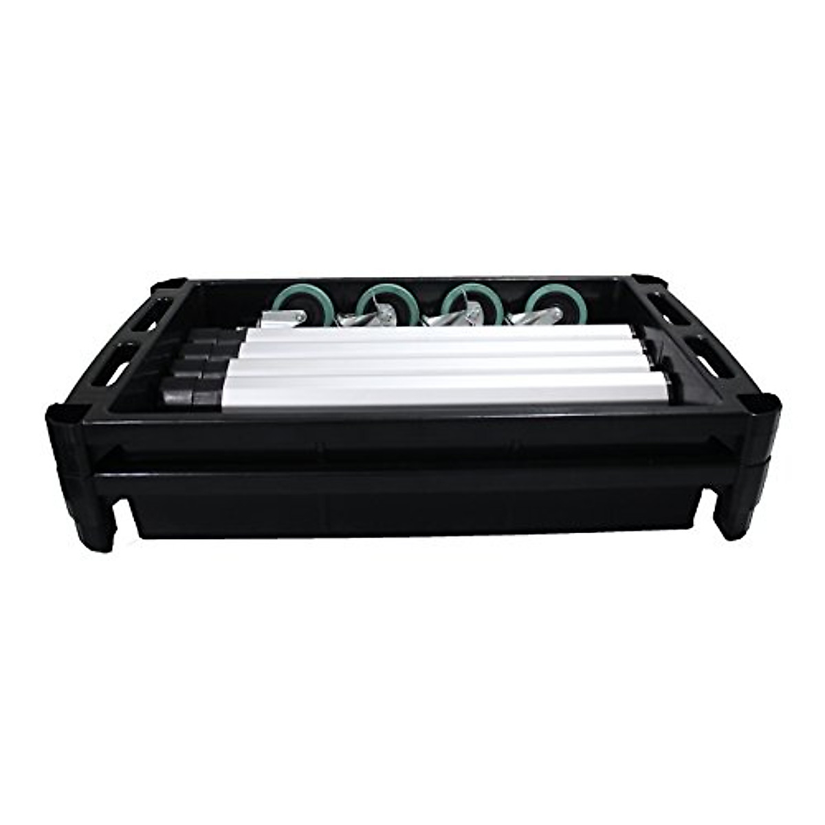 MaxWorks 80384 Black and Gray Two-Tray Service/Utility Cart With Aluminum Legs And 4" Diameter Swivel Castors