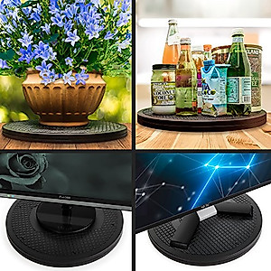 Aleratec Dual Sided Monitor/TV Swivel Stand | 360˚ Rotation Lazy Susan | Featuring Heavy Duty Carousel 250 lbs Capacity, 15.5" | Media Console, Entertainment Center for Living Room Bedroom, Black