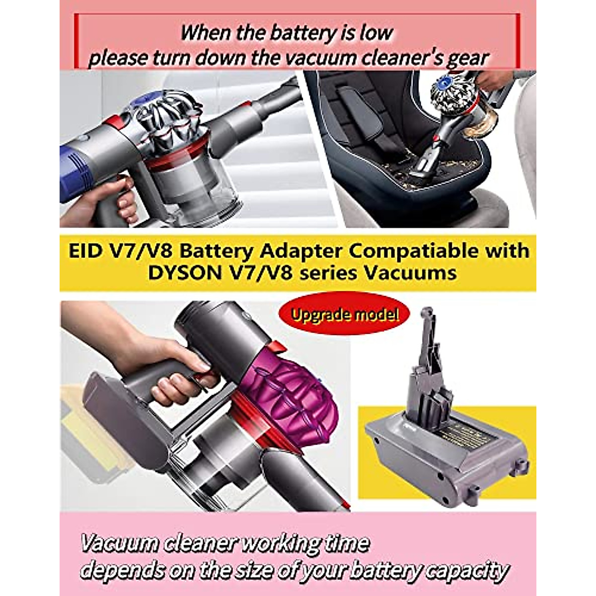MAKBOS for Dyson V7V8 Battery Replacement,V7V8 Battery Adapter for Dewalt 20V 60V Battery Converted for Dyson V7V8 Battery,for Dyson V7V8 Motorhead V7V8 Trigger