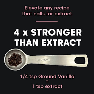 Wilderness Poets Pure Vanilla Powder - 100% Organic Ground Vanilla Beans - Tahitian Variety, Grade A | Potent, Super Aromatic, Perfect for Chefs, Baking, Ice Cream, Coffee Lattes, 1 Ounce (28 Grams)