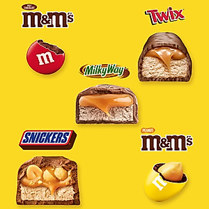 M&M'S Milk Chocolate, M&M'S Peanut, SNICKERS, TWIX & MILKY WAY Individually Wrapped Bulk Variety Pack Chocolate Candy Assortment, 45.45 oz, 90 Pieces Bag