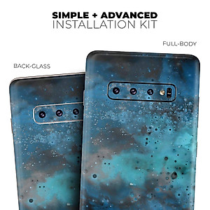 DesignSkinz Blue and Teal Painted Universe Protective Vinyl Decal Wrap Skin Cover Compatible with The Samsung Galaxy S20 (Screen Trim & Back Glass Skin)