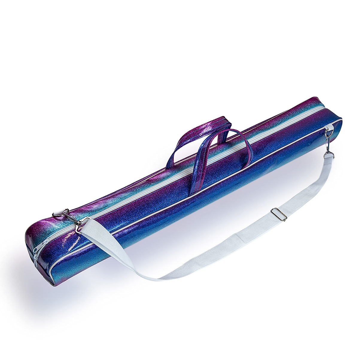 Talltoise Twirling Baton Bag Case with Shoulder Strap - 30 inch (78cm) Rainbow Sparkle Case for Majorette Marching Band, Gymnastics Carry bag - Complete with Rainbow Dance Ribbon Streamer