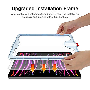 KCT Paperfeel Tempered Glass Screen Protector Compatible with iPad Pro 11 inch (2022&2021&2020&2018) / iPad Air 5th/4th (10.9 inch, 2022/2020) Draw as Paper, with Matte Surface, EZ Kit