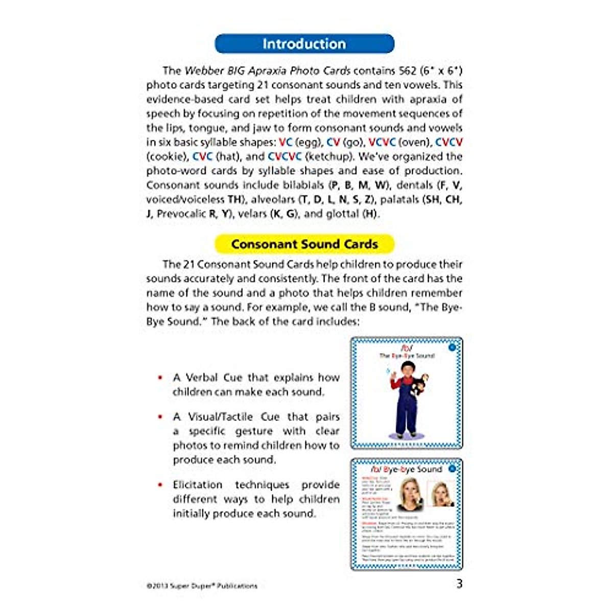 Super Duper Publications | Webber® Big Apraxia Photo Cards | Organized Words by Syllable for Ease of Speech Production | Vowels and Consonants | Basic Syllable Shapes | Activities with Instructions