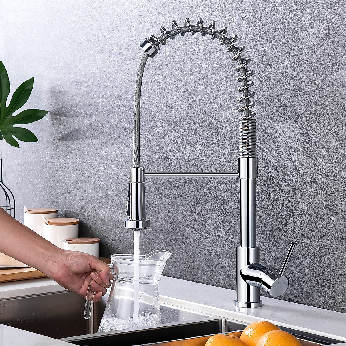 【UPDATED】Pull Down Kitchen Faucet Sprayer Head Replacement Part, 3 Function Pull Out Sink Sprayer Replacement Nozzle, Kitchen Faucet Head Hose Spray Tap Spout, Chrome