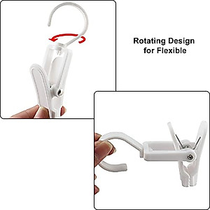 Jiozermi 20 PCS Laundry Hooks Clip, Plastic Clothes Pins, Super Strong Hanger Clips, Swivel Hooks Clip for Clothing Store Home Office & Workshop, White & Black