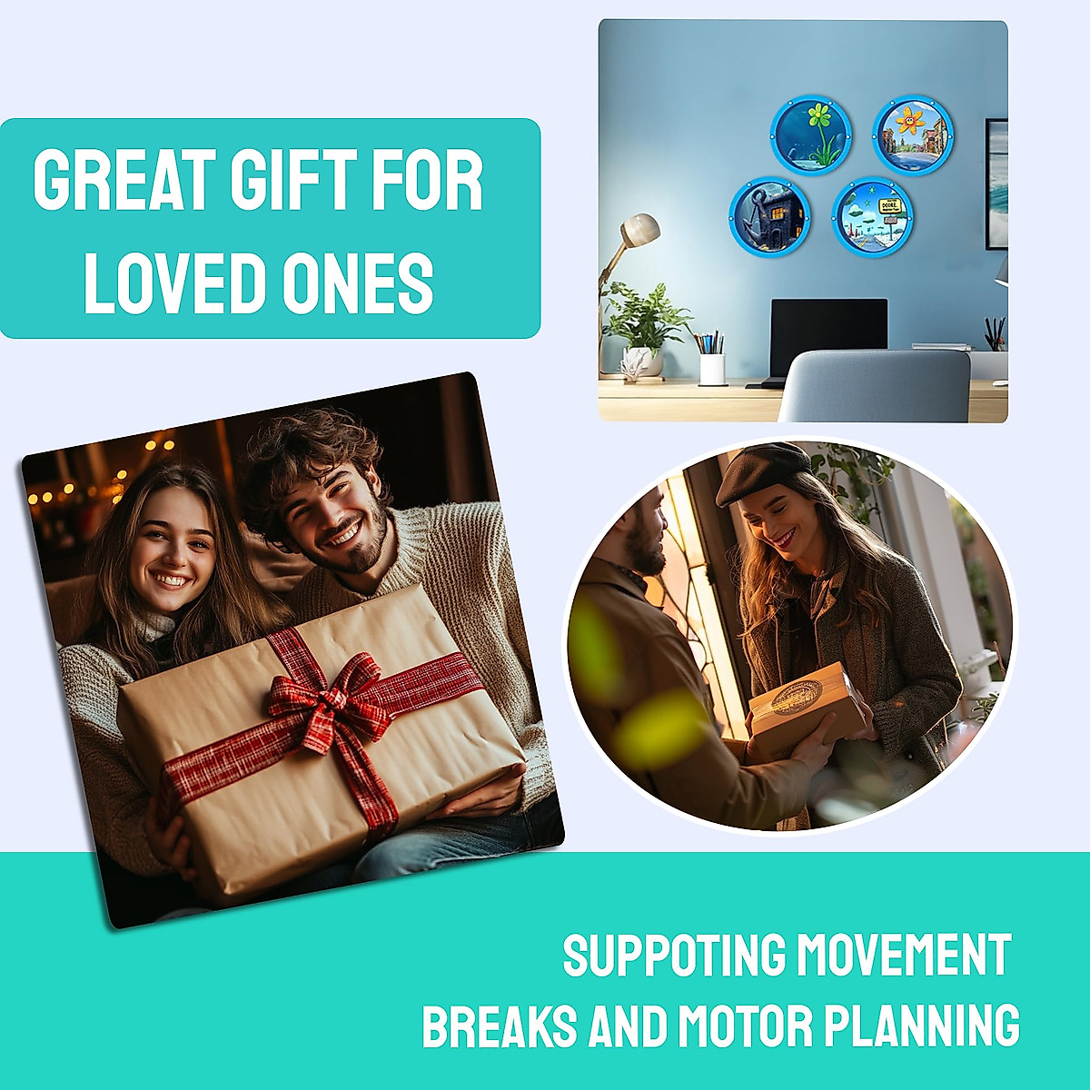 HK Studio Funny Ocean Porthole Cool Room Decor - Room Decor Y2K for Dorm, Teen Bedroom 12" Pack 4