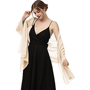 Baoqiya Women's Scarf Shawls and Wraps for Evening Dress Chiffon Shawl Soft Elegant Silky Pashmina Wedding Bridal Scarves(Champagne, 79"×19")