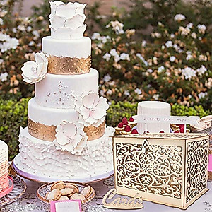 OurWarm DIY Wedding Card Box with Lock Rustic Wood Card Box Gift Card Holder Card Box Perfect for Weddings, Baby Showers, Birthdays, Graduations Hold up 225 Cards