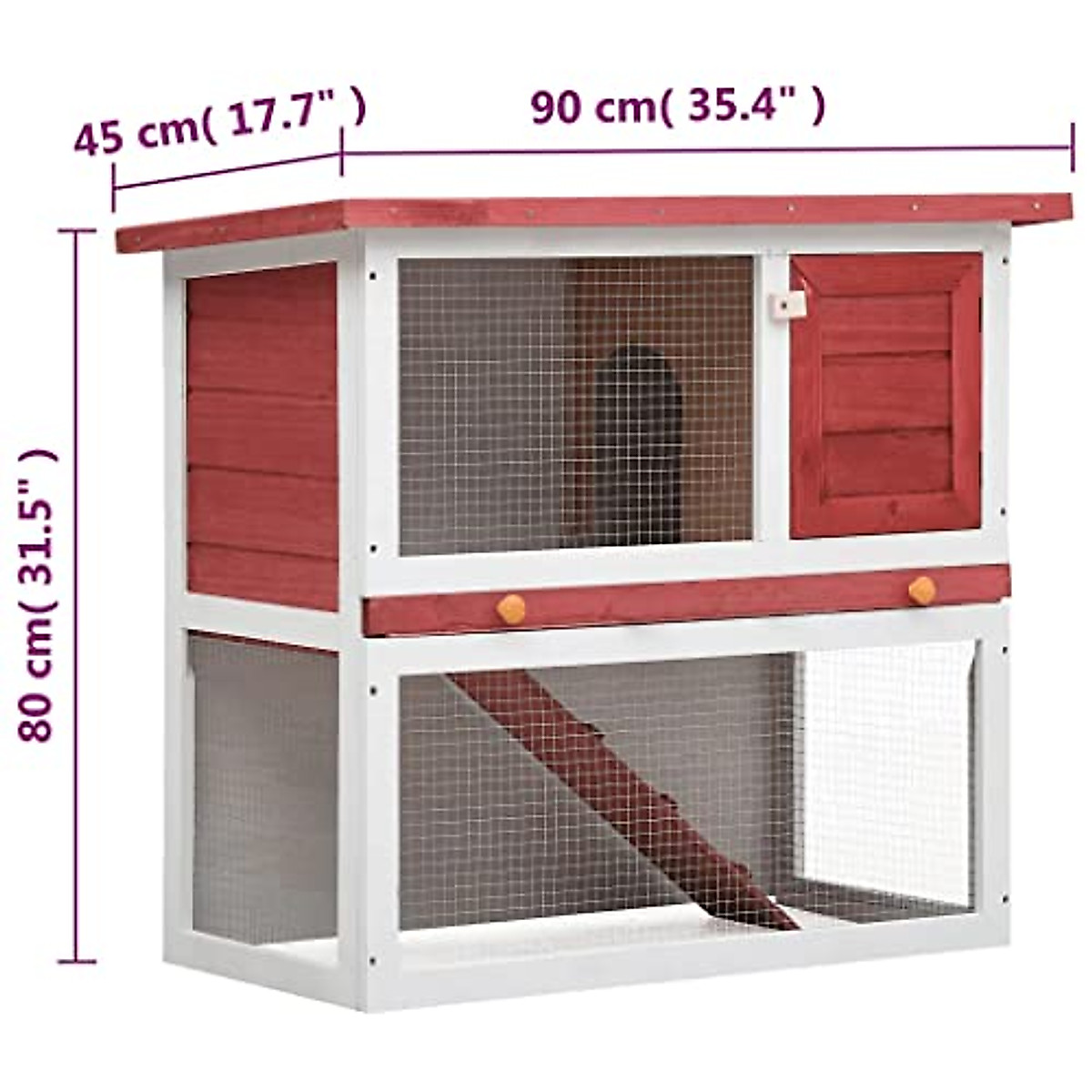 vidaXL Outdoor Rabbit Hutch 1 Door Weather Resistant Heavy Duty Animal Cage Bunny Living Small Animal Shelter Brown Wood