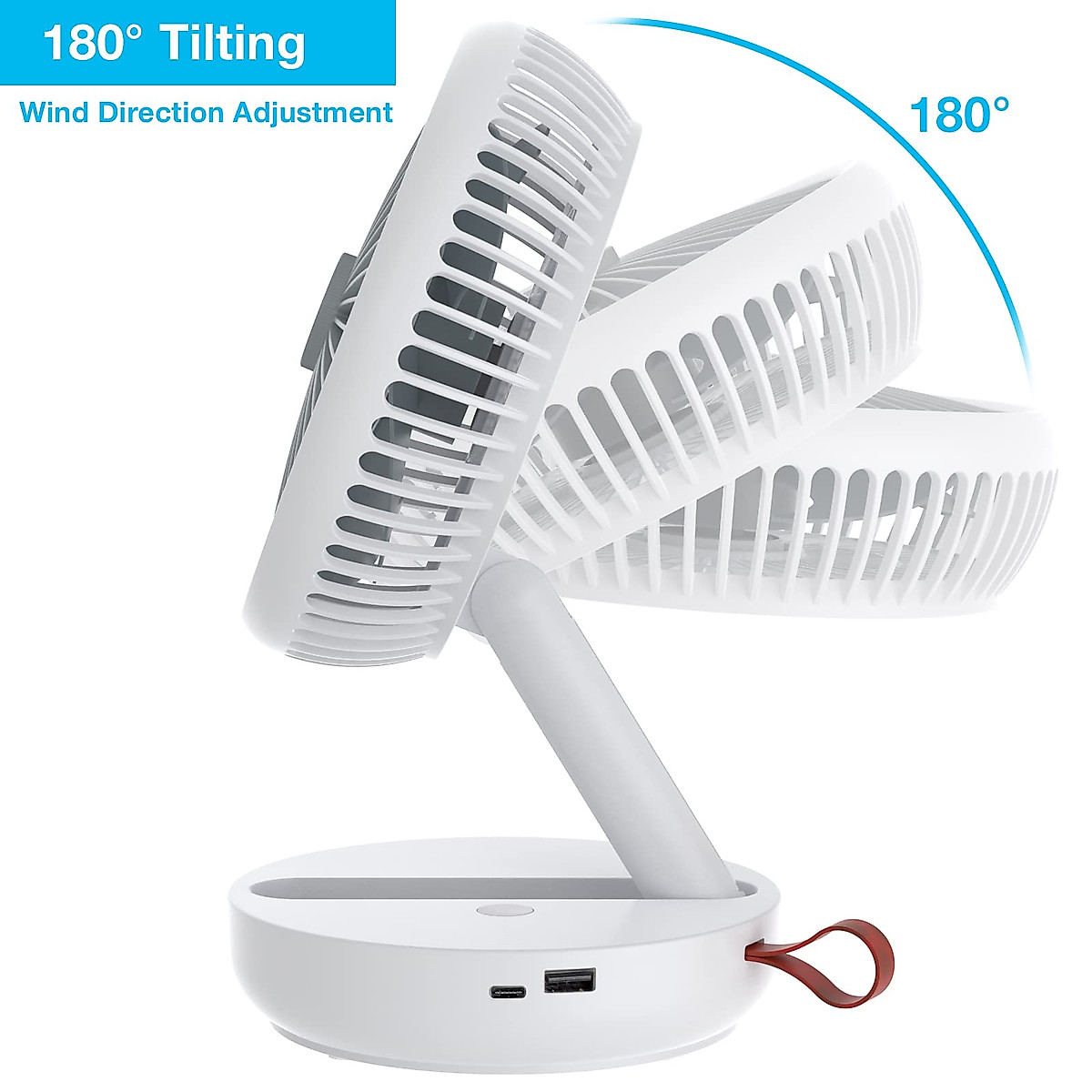 WONGSAM Aroma Diffuser Table Desk Fan, Portable Foldaway Fan, 3600mAh Rechargeable Battery Powered Personal Fan, 4 Speeds Adjusted USB Small Fan for Home Bedroom Travel Office Tent, White