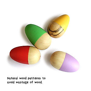 Shumee Toys - Wooden Egg Shakers for Babies (6 Months+) - Musical Rattle Montessori Toy - Set of 2 Maraca Eggs (Blue and Orange)