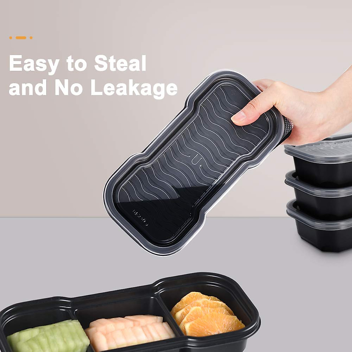 OTOR Bento Boxes Meal Prep Containers 3 Compartments with Clear Airtight Lids Food Grade Deli Container Lunch boxes take away Travel Containers Freezer Safe 16oz 25 Sets