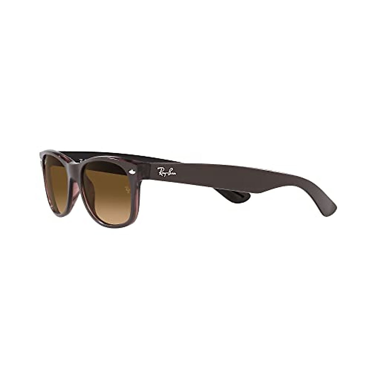 Ray-Ban RB2132 New Wayfarer Square Sunglasses, Matte Brown On Transparent Brown/Gradient Brown Polarized, 52 mm