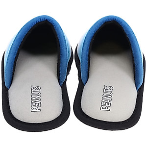 Peanuts Family Slippers, Mismatch Holiday Scuff Snoopy & Woodstock, Blue