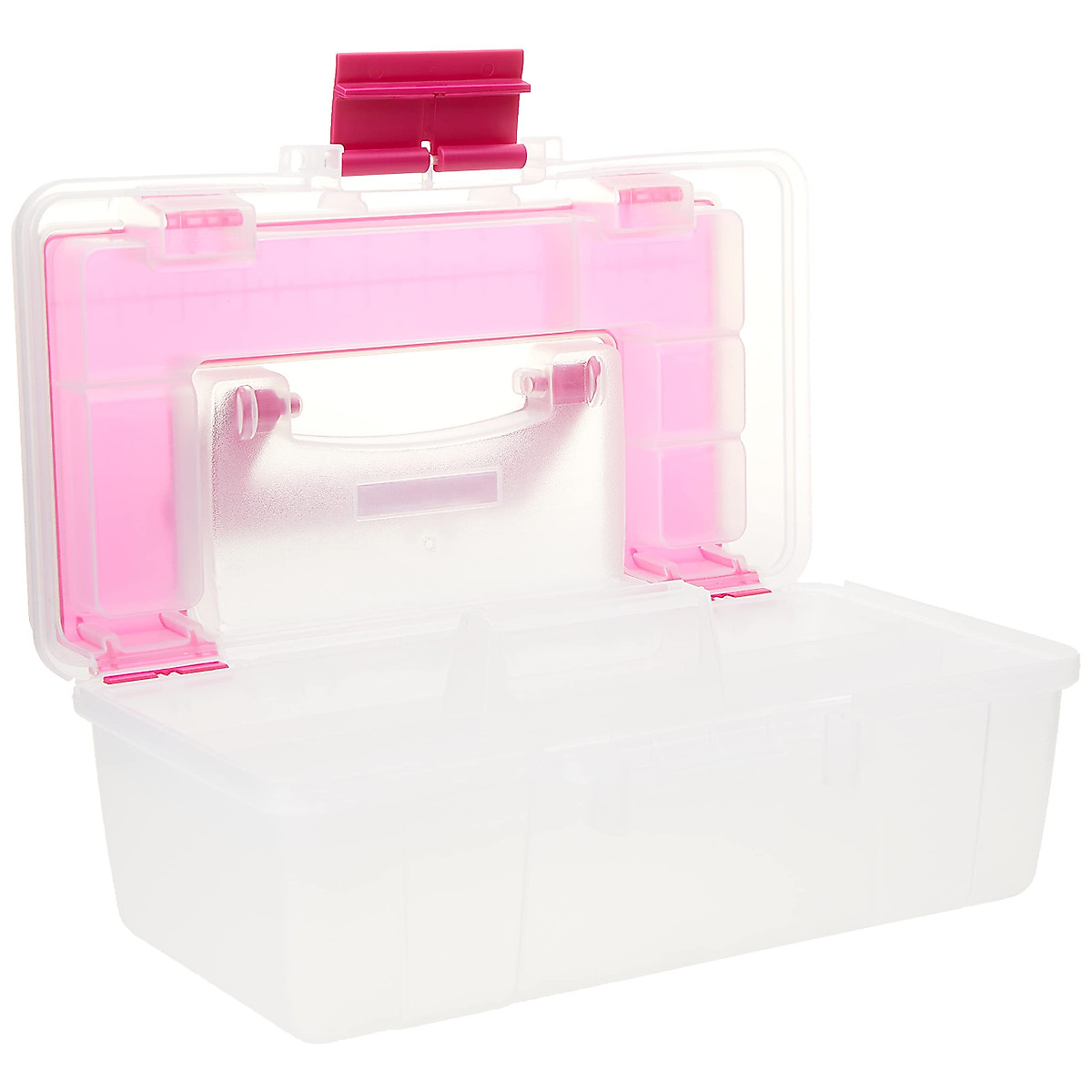 Creative Options 114-082 Molded Storage Craft Box with Lift-Out Tray, 13-inch , Pink