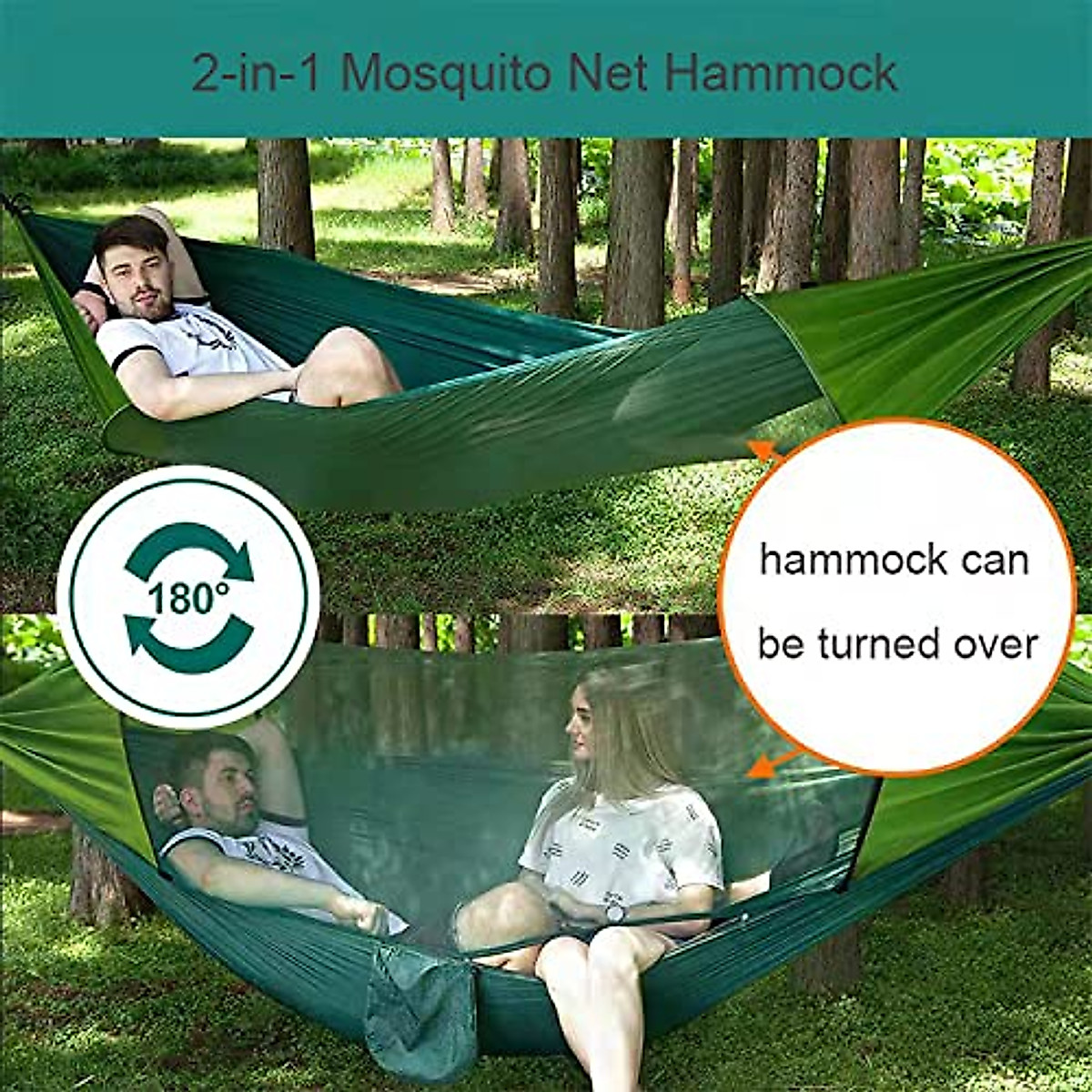 Camping Hammock with Mosquito Net - Portable Travel Hammock Bug Net - Camping Equipment - Hammock Tent for Outdoor Hiking Campin Backpacking Travel (Army Green)