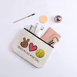 kdxpbpz Softball Gifts Makeup Bag Inspirational Gifts for Women Her Softball Lovers Mom Grandma Sister Birthday Gifts for Female Coworker Friend BFF Besties