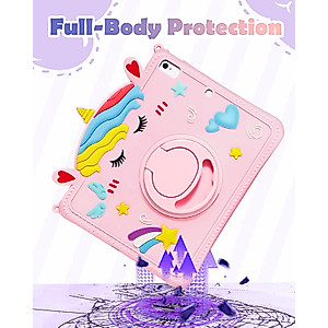 Gurgitat Girls Case for Apple iPad Mini 5/4/3/2/1-7.9 inch Cute Girly Cartoon Unicorn Cases for iPad Mini 5th/4th/3rd/2nd/1st Gen Cover with Pencil Holder Handle Stand Shoulder