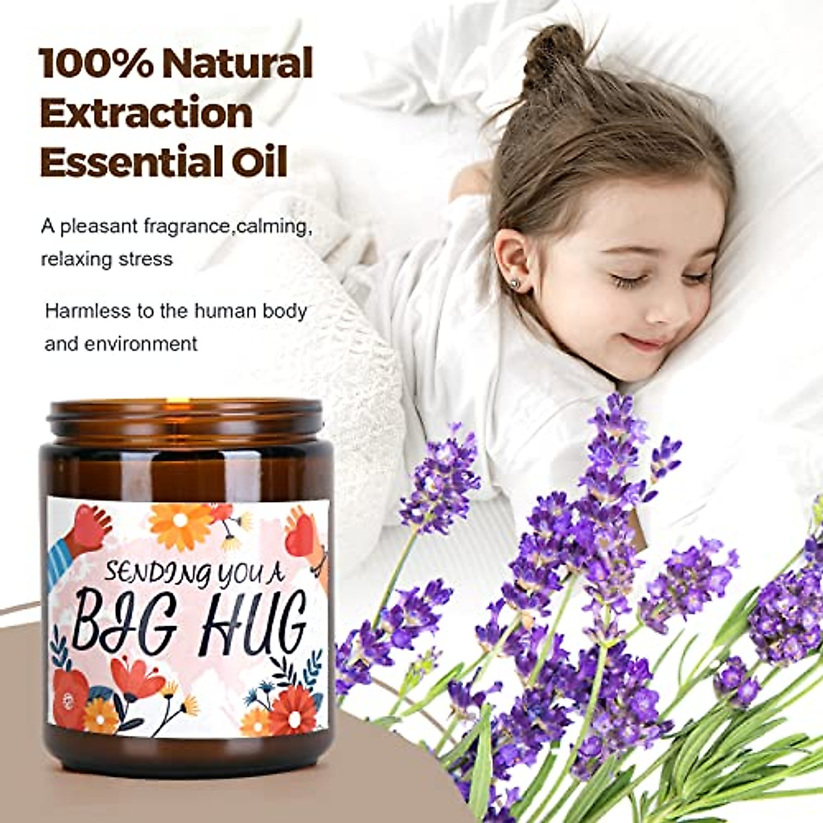 Mom Gifts for Mothers Day, Thinking of You Gifts for Women, Hug in a Jar Candle Aromatherapy Lavender Scented Friendship Candles for Best Friend