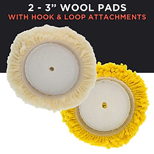 TCP Global Brand 3" Mini Buffing and Polishing Pad Kit with 4 Pads, Backing Plate, and 1/4" Drill Adapter