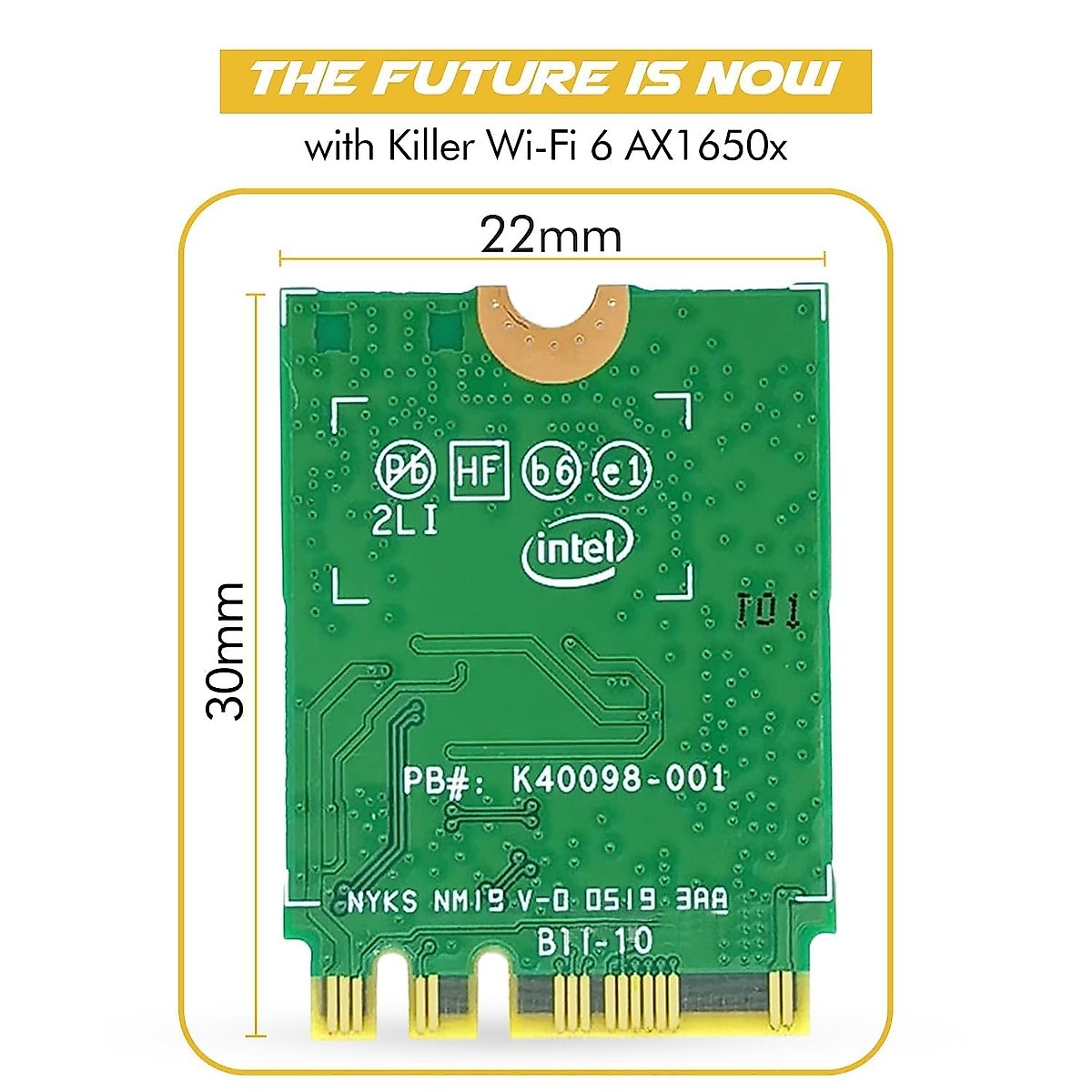 HighZer0 Electronics AX1650x Killer Series WiFi 6 Upgrade | Gaming WiFi Adapter | M.2 WiFi Card for PC | 2.4 Gbps WiFi for PC | Supports Bluetooth 5.2 & Intel, AMD, Windows 10+, Linux (AX1650x)