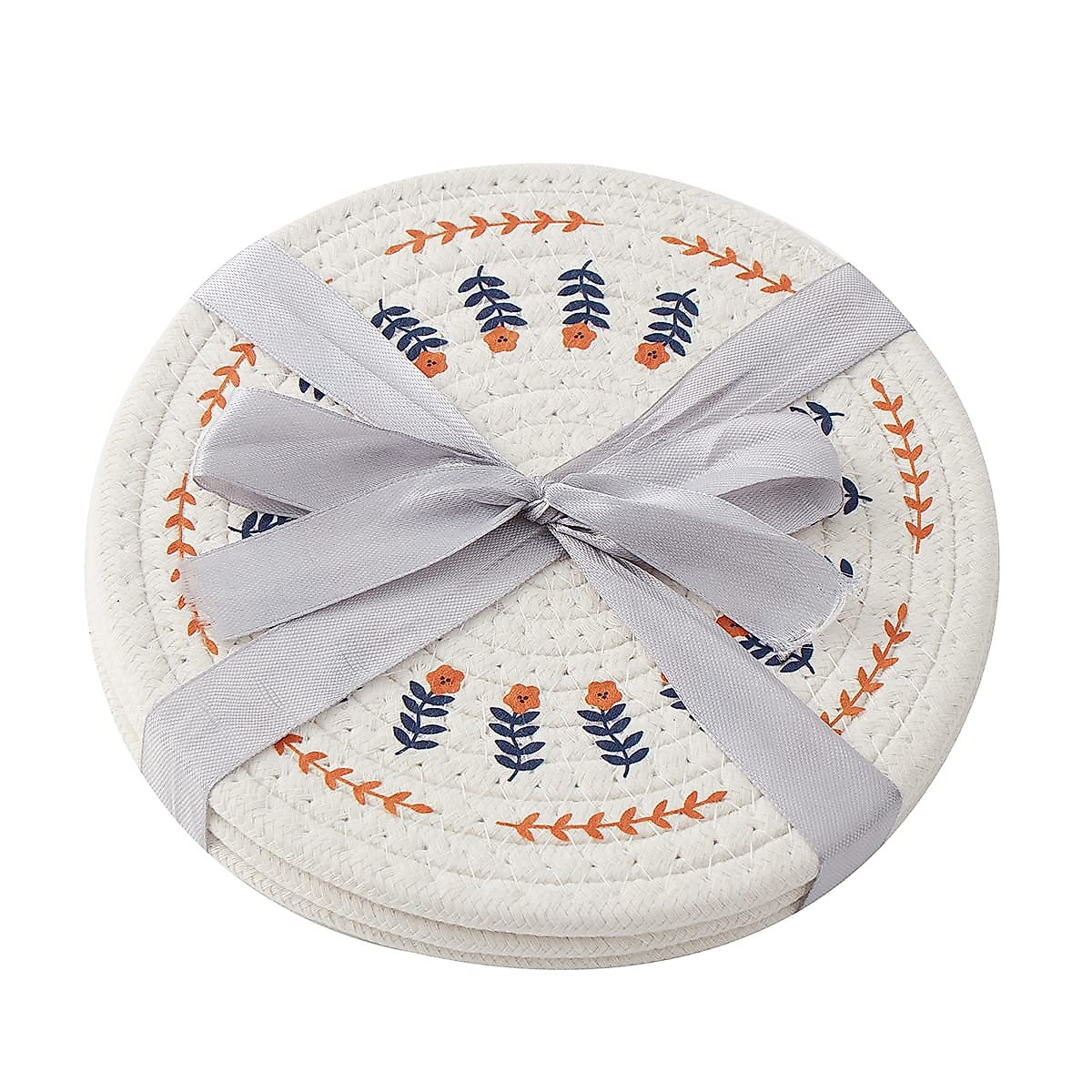 Lifaith Kitchen Pot Holders Set Trivets 3pcs Set,100% Pure Cotton Thread Weave Hot Pot Holders, Stylish Coasters, Hot Pads, Hot Mats, Spoon Rest for Cooking and Baking by Diameter 7 Inche, Flower