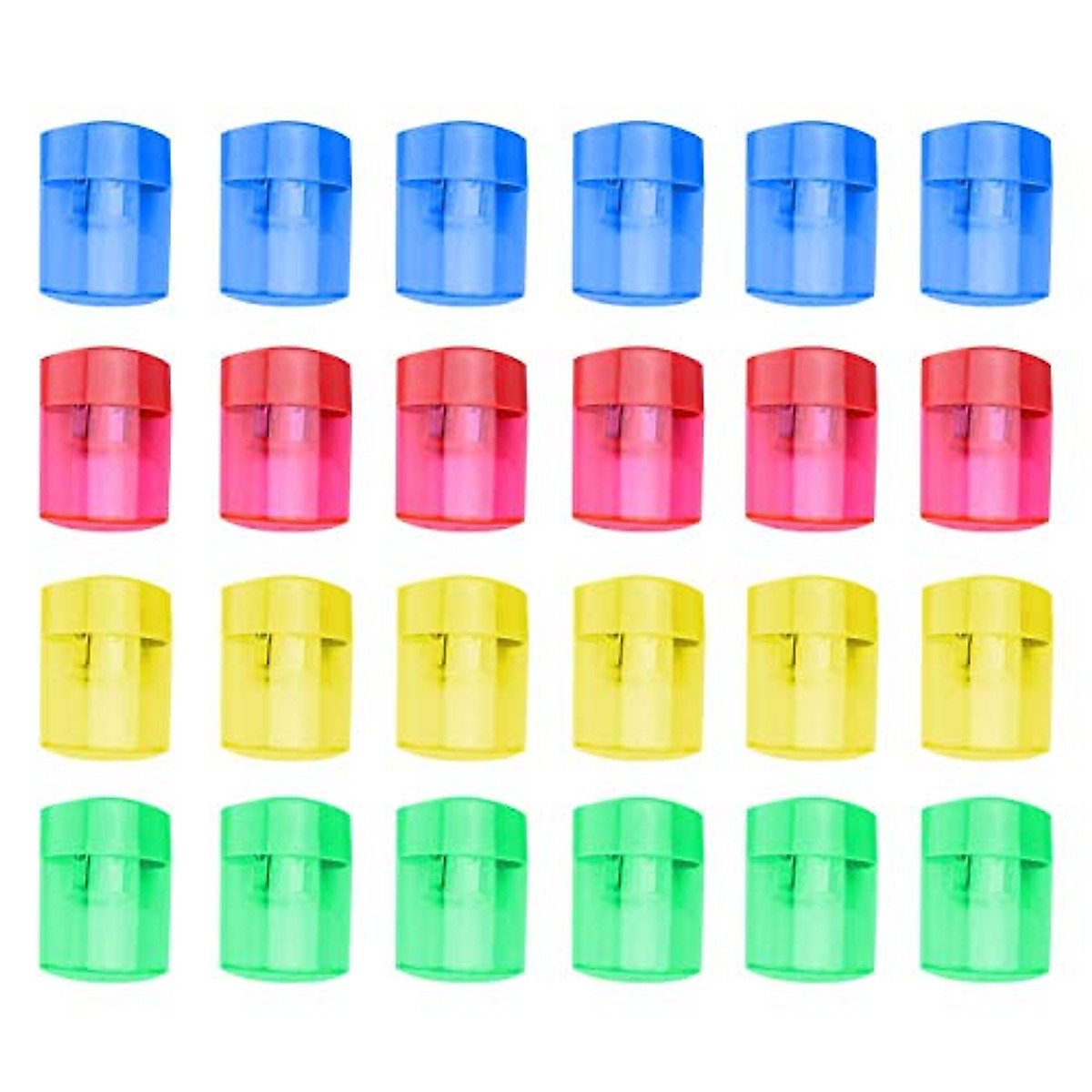 24 Pcs Double Hole Oval Shaped Pencil Sharpener, Manual Pencil Sharpener Hand Pencil Sharpener with Cover and Receptacle for School Home and Office Supply (24Pcs)