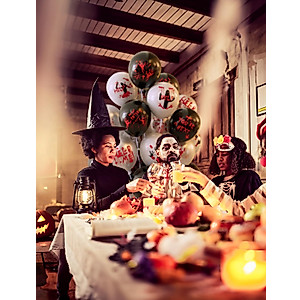 Scary Halloween Balloons,12 Inch Bloody Balloons,Horror Balloons with Blood Handprint,Scary Halloween Decorations for Zombie Vampire,Haunted House, Horror Party Supplies (Scared Style)