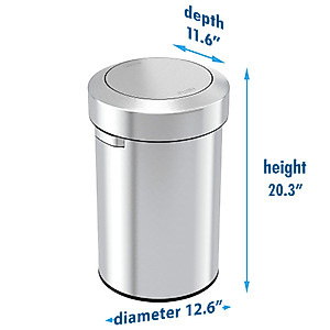 iTouchless, Restaurant, Office and Kitchen Titan 17 Gallon Swing Open Trash, Stainless Steel Self-Balance Flip Top Lid Commercial Grade 64 Liter Garbage Can is Perfect for Business, Softstep 17 Gal