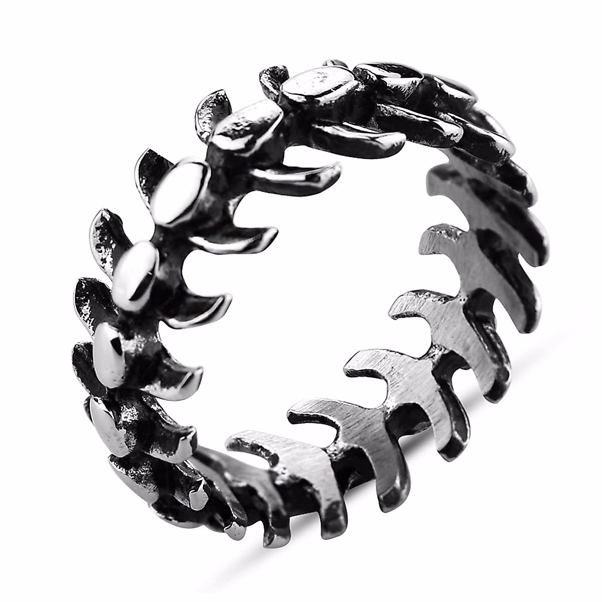 JILIYUPA Silver Goth Punk Ring for Men Women, Skeleton Human Spine Ring, Cool Gothic Ring, Vintage Ring, Knuckle Ring, Y2K Accessories (7)