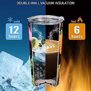 QWEUIOP 20oz Insulated Travel Coffee Mug Vegetable Eggplant Carrots Stainless Steel Tumbler with Lid Double Wall Vacuum Coffee Cup For Hot and Cold Drinks14280