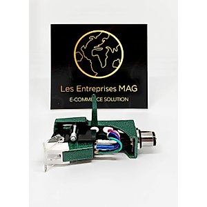 Cartridge and Stylus, needle and Green Headshell with mounting bolts for Technics SL-1200, SL-1210, SL-1600, SL-1610, SL-1700, SL-235, SL-23A, SL-B2, SL-B202, SL-B205, SL-B3