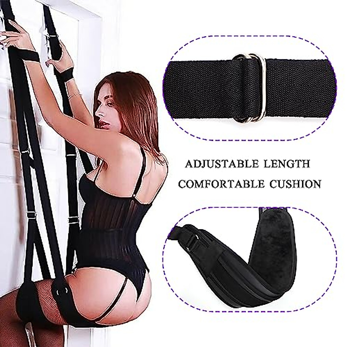 NEWZEST Sex Swing, BDSM Sex Toys Bondage Restraints Sex Furniture Adult Sex Toys & Games, Sex Accessories for Adults Couples, Soft Over-The-Door Sex Swing with Thick Cushion