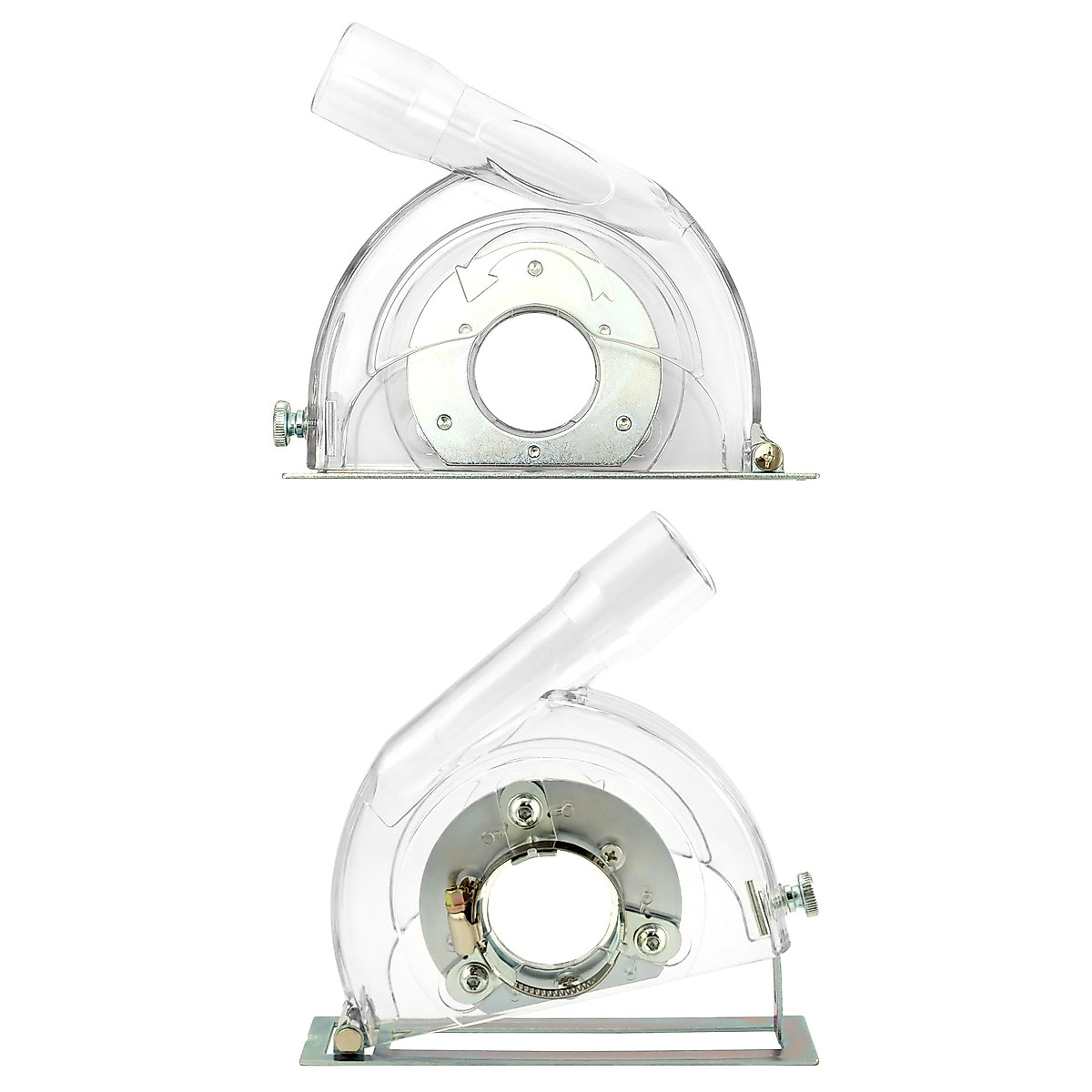 QWORK Cutting Dust Shroud for Angle Grinder 4-1/2" to 5", Transparent Cutting Dust Shroud Grinding Cover, Angle Grinder Dust Collection Attachment