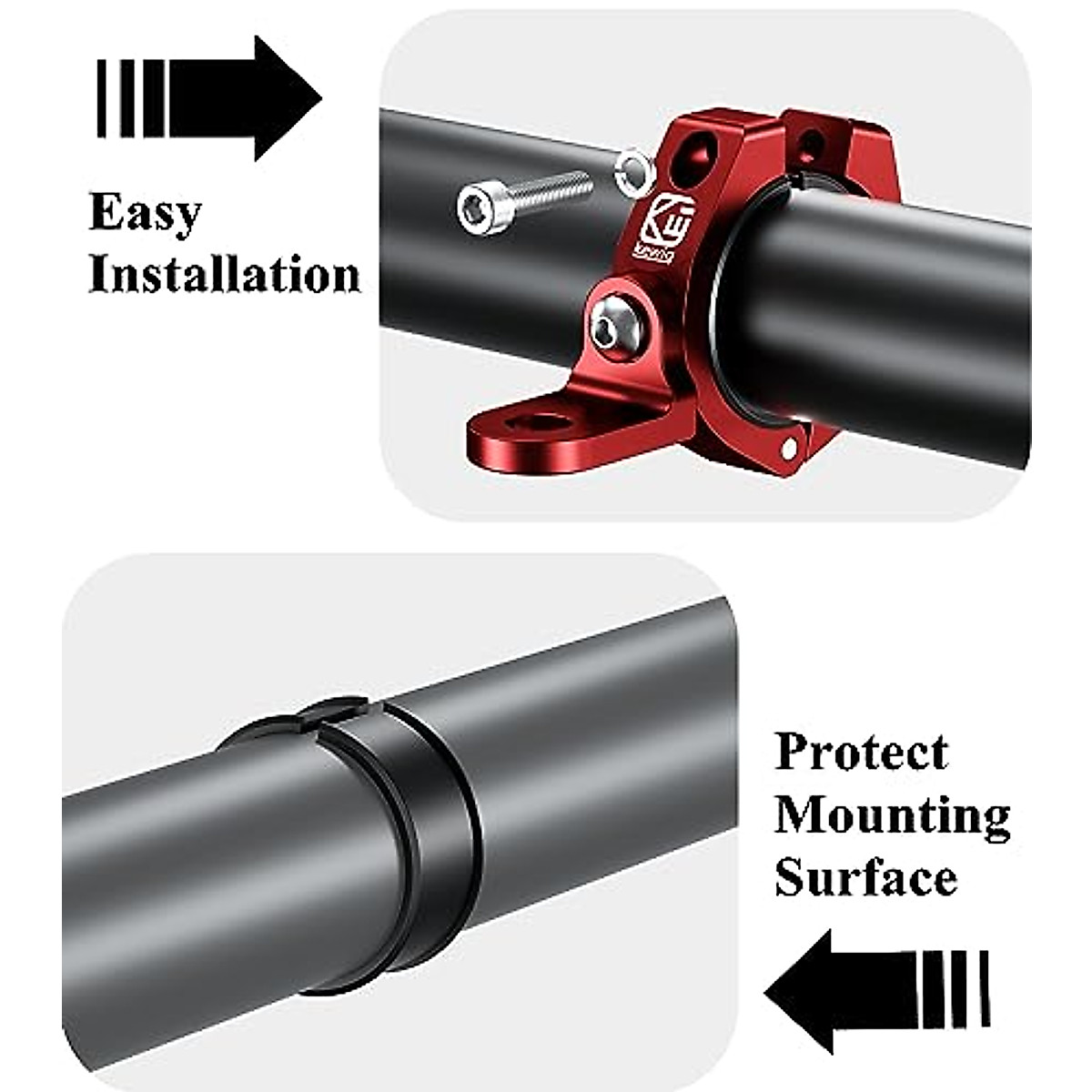 BRCOVAN Whip Light Flag Mount Solid Aluminium Alloy Light Bar Mounts Mounting Bracket Tube Clamp Fit on 1.5''/1.65''/1.75''/1.85''/2'' Roll Cage Bull Bar Roof Rack for ATV UTV Truck (Red)