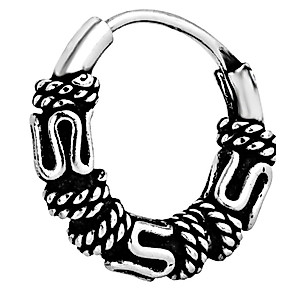 Forbidden Body Jewelry .925 Sterling Silver 3/8" Balinese Braided Design Cartilage Hoop Earring (Sold Individually)