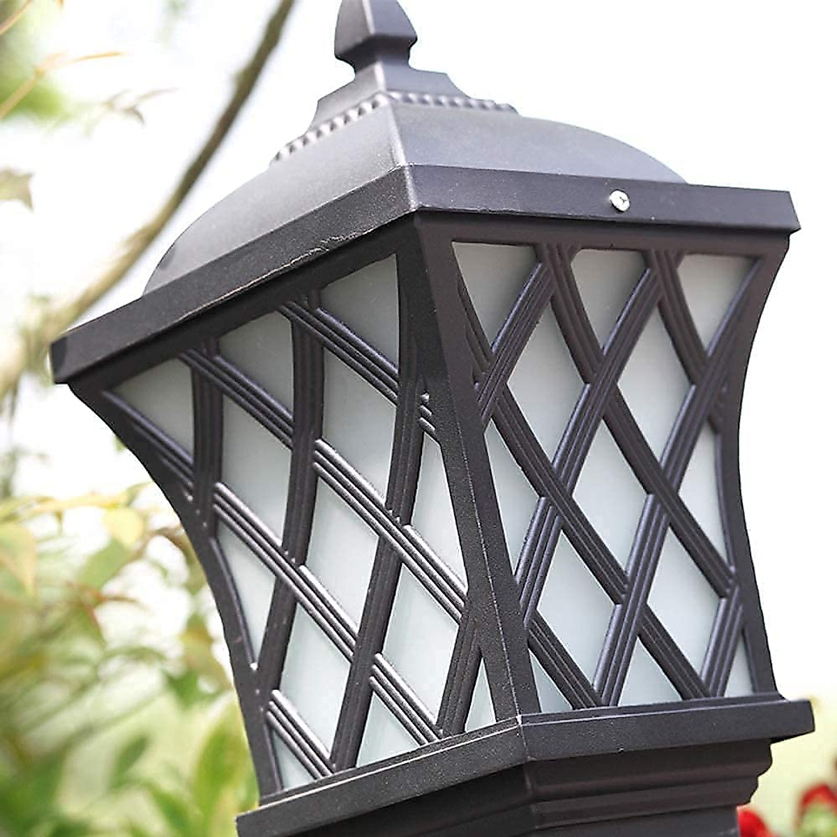 Mrdsre Short Post Light Bollard Outdoor Pedestal Lantern Square Patio Deck Column Light IP54 Waterproof Deck Fence Table Light Gate Bollard Pillar Light Fixtures
