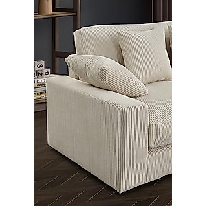 Lilola Home Mystic Beige Corduroy Reversible Sectional Sofa Chaise