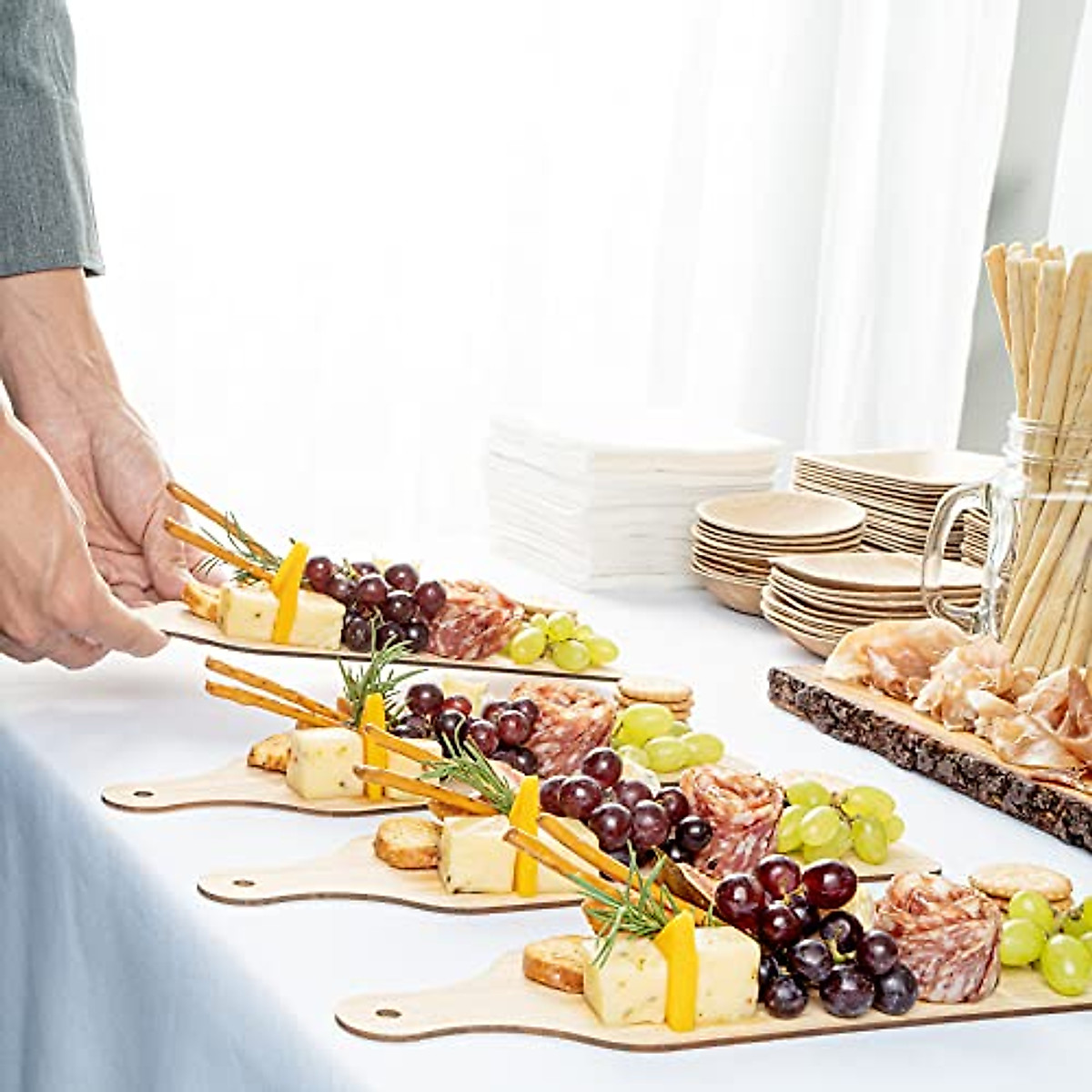 Restaurantware Nature Tek Bamboo Disposable Cheese/Charcuterie Board - 11 3/4" x 3 1/2" - 2 count box